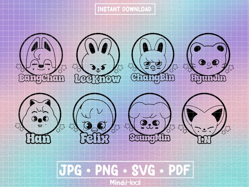 Stray Kids X SKZOO Names Svg Png Pdf Jpg Digital Files for Silhouette ...