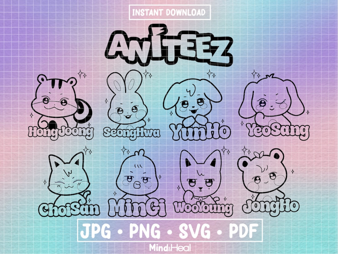 ATEEZ X Aniteez Names Svg Png Pdf Jpg Digital Files for Silhouette or ...