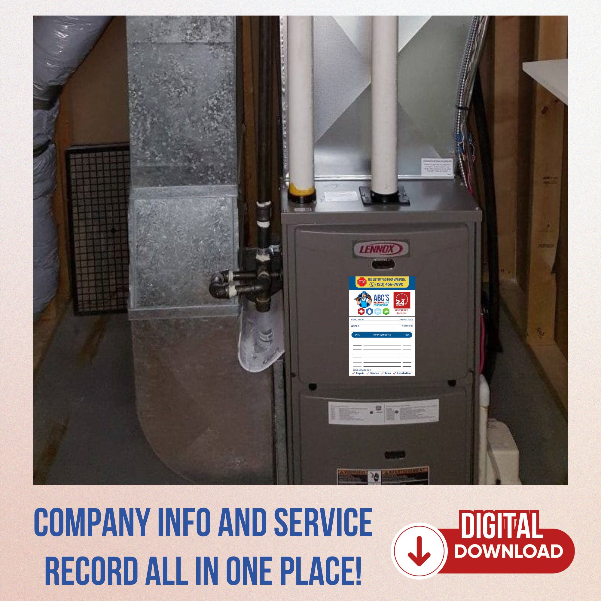 HVAC Service Record Canva Template | Decal/magnet/sticker/vinyl ...