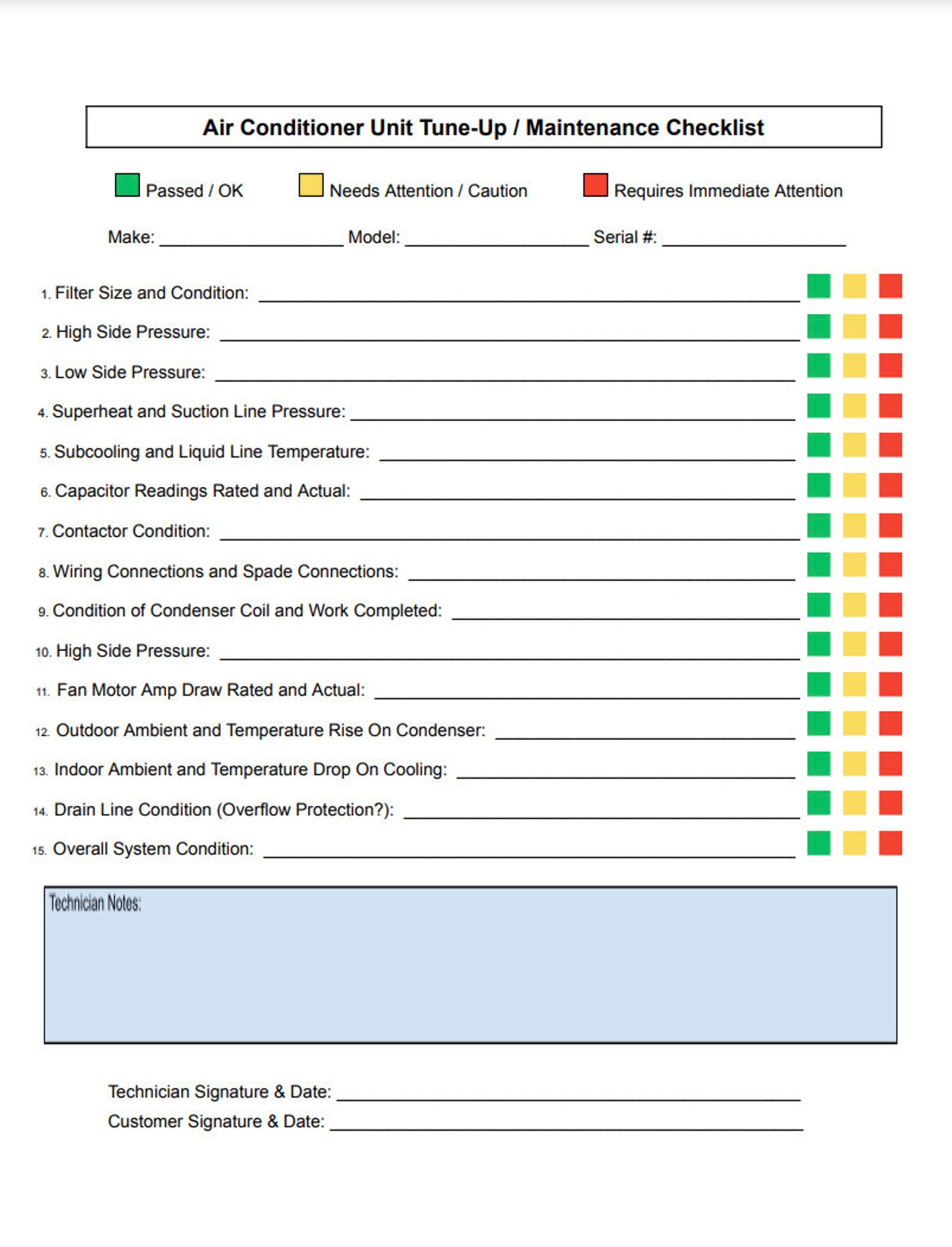 HVAC Air Conditioning Inspection Check List | Instant Download PDF ...