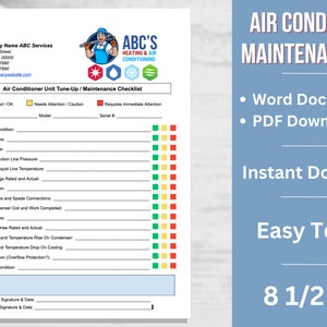 HVAC Air Conditioning Inspection Check List | Instant Download PDF ...