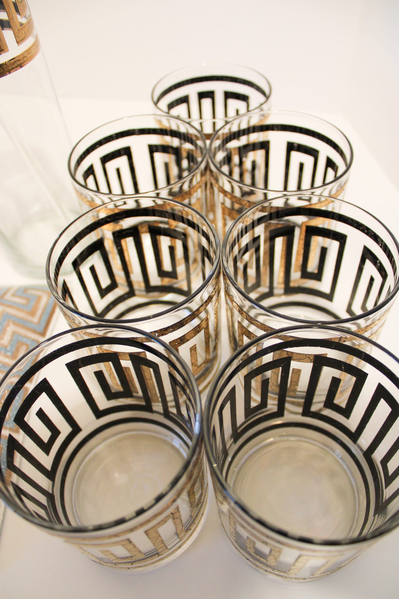 Culver Greek Key Design Vintage Barware Gold Scroll - Etsy