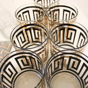 Culver Greek Key Design Vintage Barware Gold Scroll - Etsy