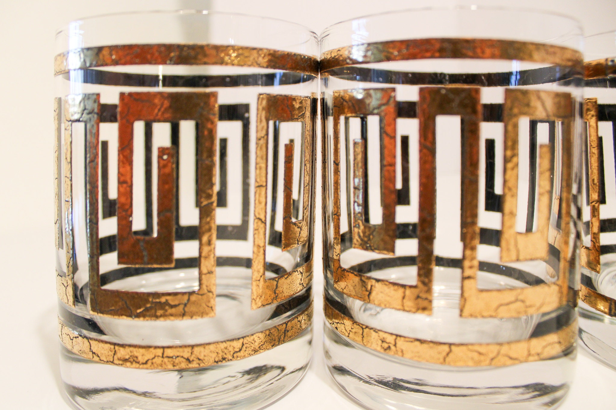 Culver Greek Key Design Vintage Barware Gold Scroll - Etsy