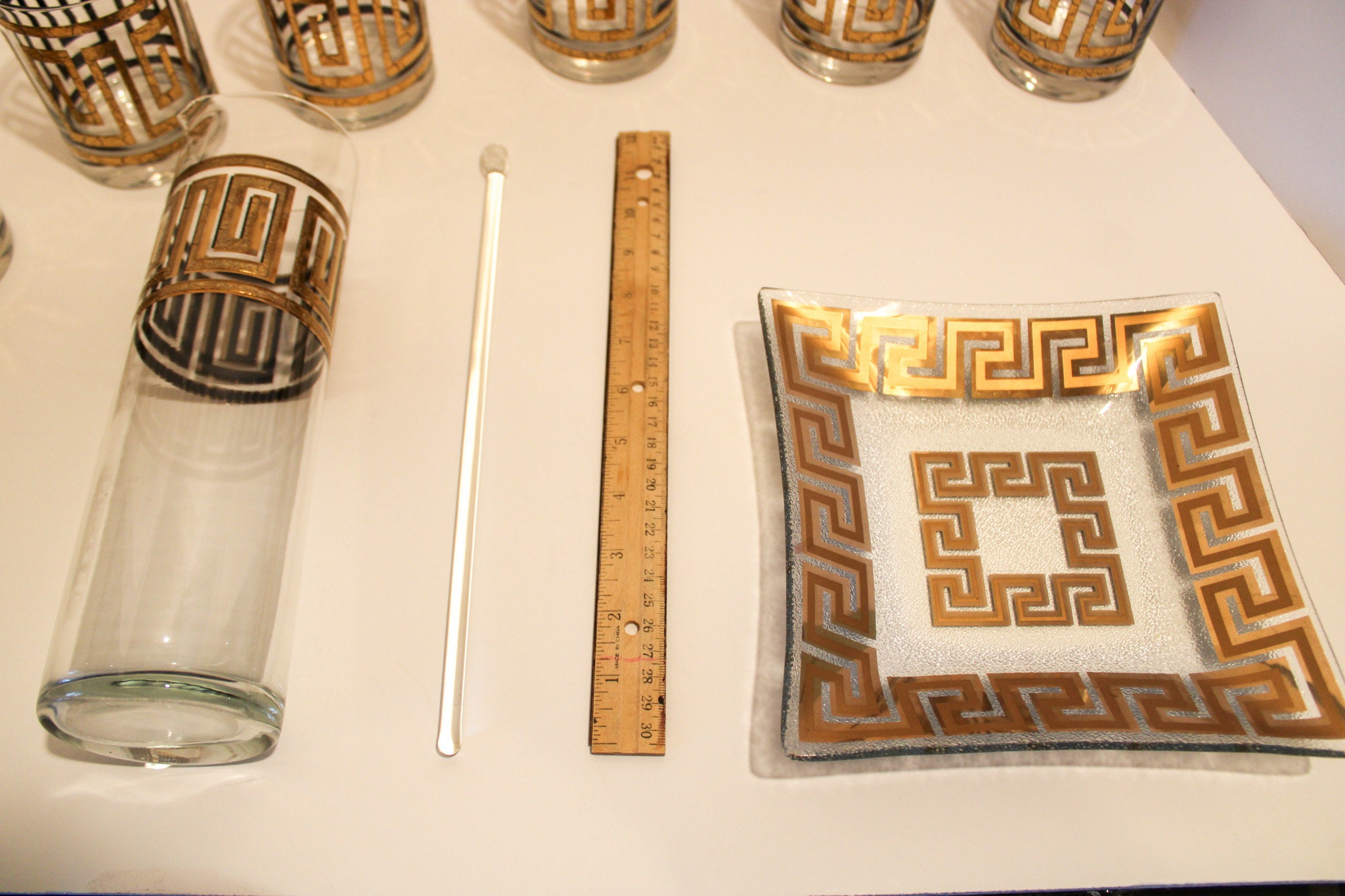 Culver Greek Key Design Vintage Barware Gold Scroll - Etsy