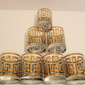 Culver Greek Key Design Vintage Barware Gold Scroll - Etsy