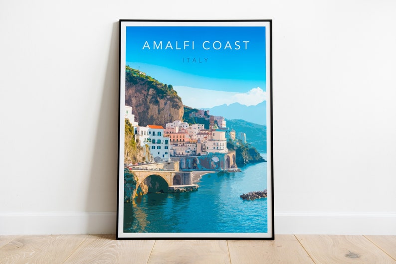 Amalfi Travel Poster, Amalfi Coast Travel Poster, Retro Travel Poster ...