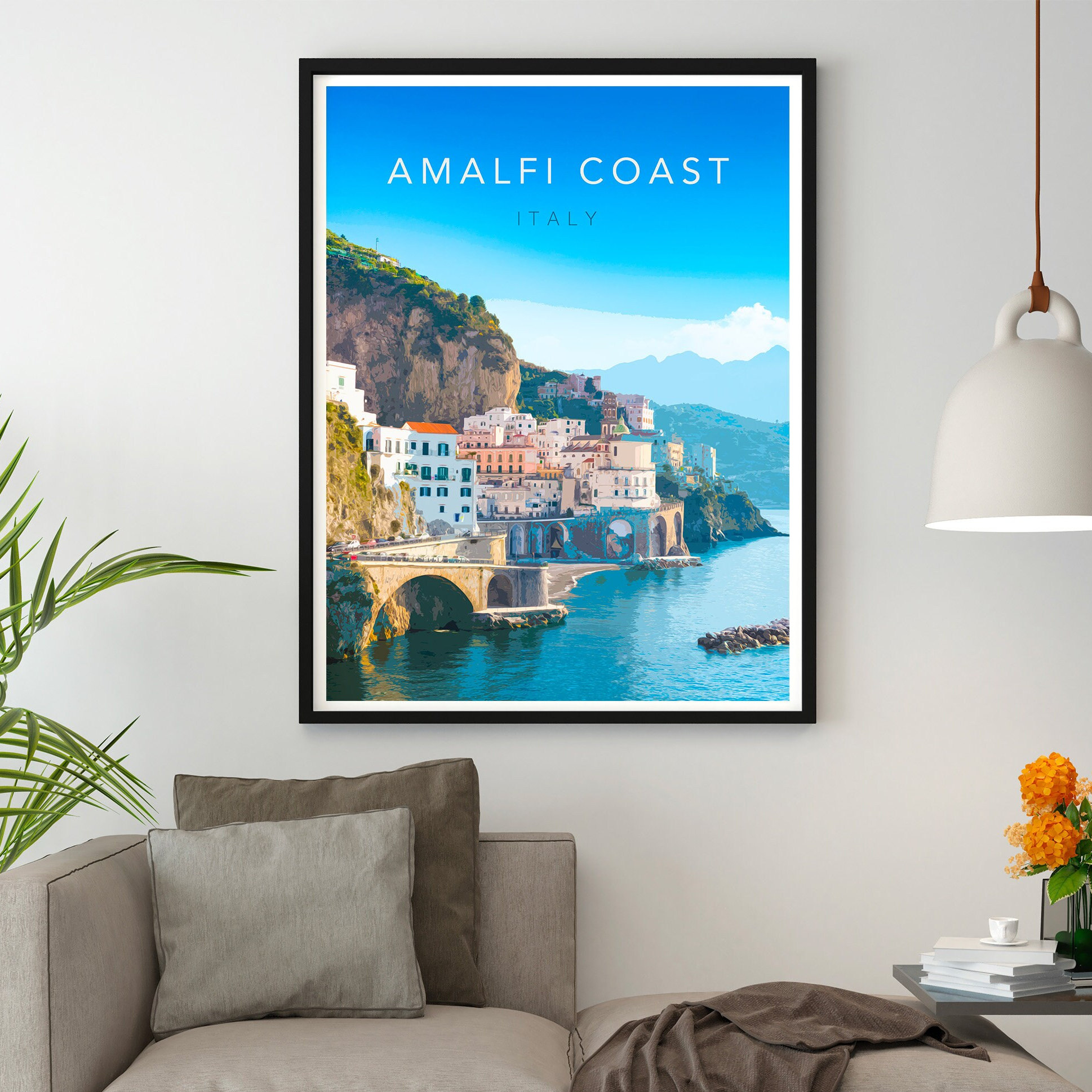 Amalfi Travel Poster, Amalfi Coast Travel Poster, Retro Travel Poster ...