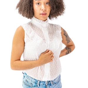 Ethereal Elegance: White Sheer Button-down Blouse - Etsy