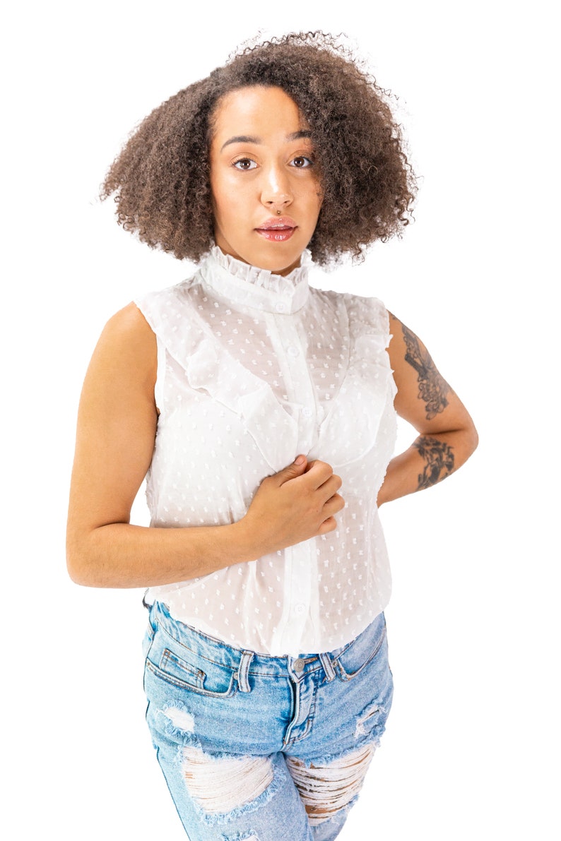 Ethereal Elegance: White Sheer Button-down Blouse - Etsy