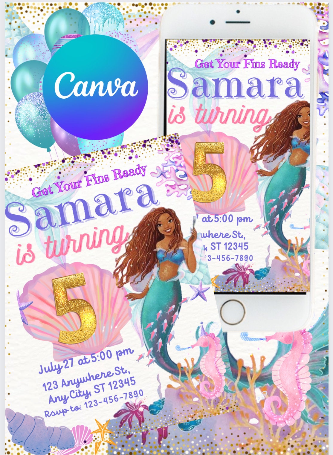 The Little Mermaid Invitation - Custom Invitation - Little Mermaid ...