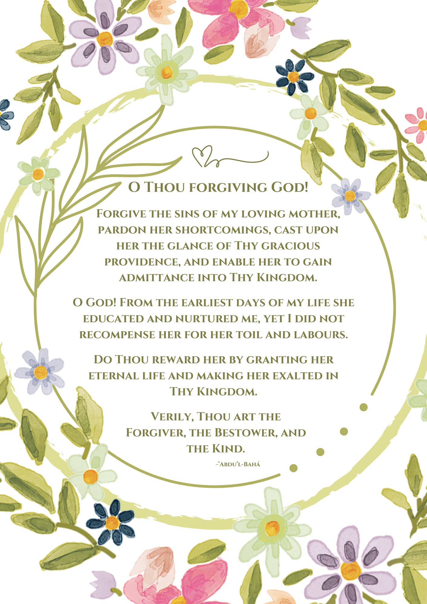 4 X Different DIGITAL DOWNLOAD PRINT Mother Quote by 'abdu'l-bahá ...