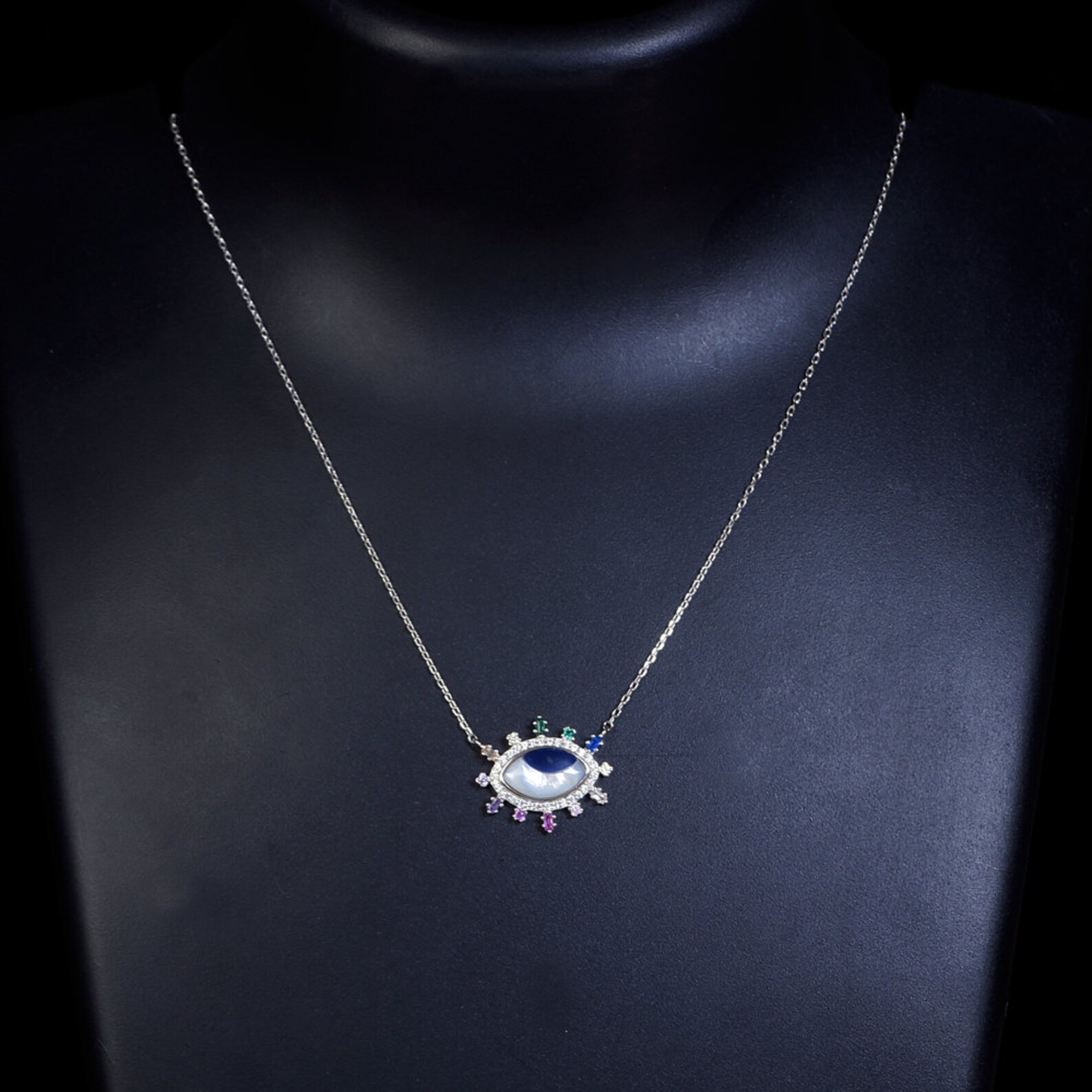 Evil Eye Blocker Cubic Zirconia Necklace Sterling Silver 925 - Etsy