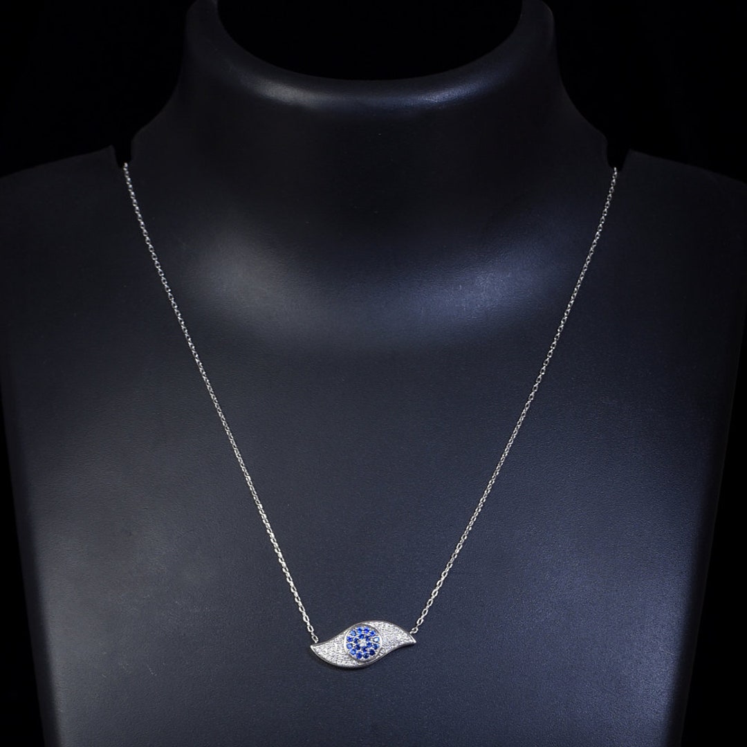 Evil Eye Blocker Cubic Zirconia Necklace Sterling Silver 925 - Etsy