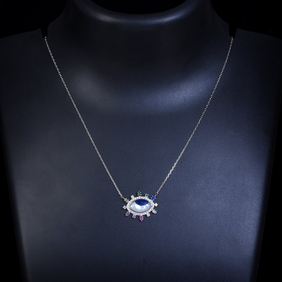 Evil Eye Blocker Cubic Zirconia Necklace Sterling Silver 925 - Etsy