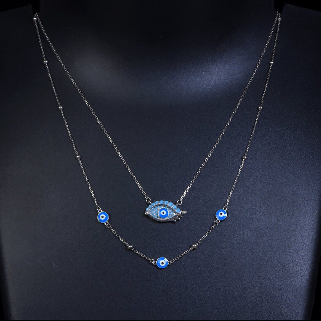 Evil Eye Blocker Cubic Zirconia Necklace Sterling Silver 925 - Etsy