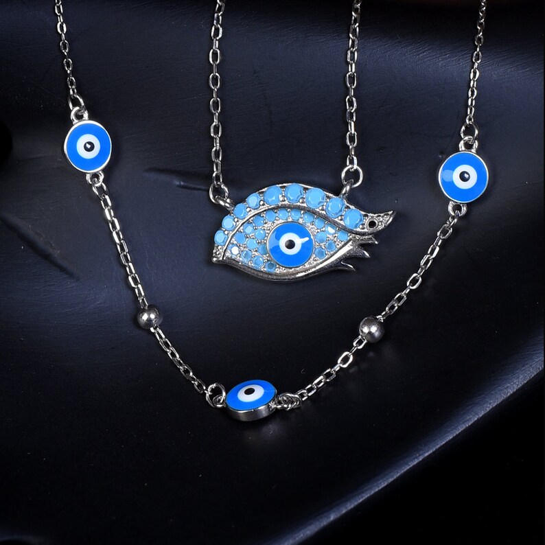 Evil Eye Blocker Cubic Zirconia Necklace Sterling Silver 925 - Etsy