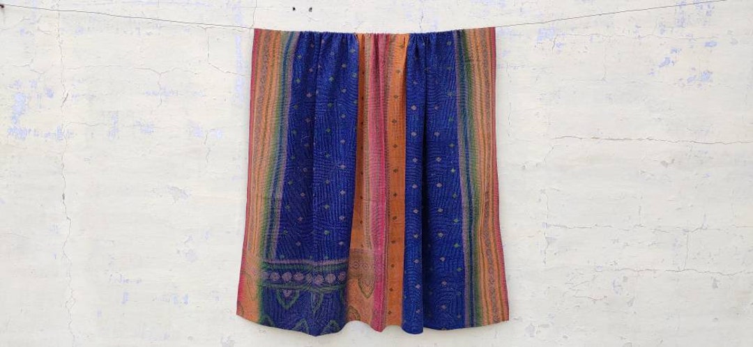 Trapunta Kantha vintage di design, coperta Kantha reversibile con ...