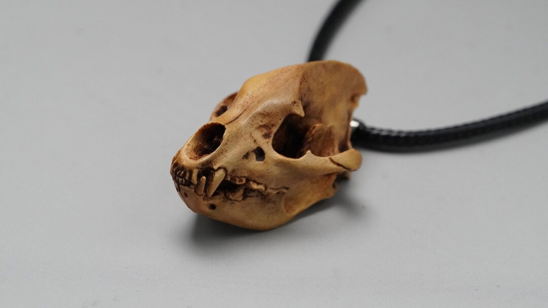 Spotted Hyena Skull Pendant Necklace, Hand Carved Gothic Skull Necklace ...