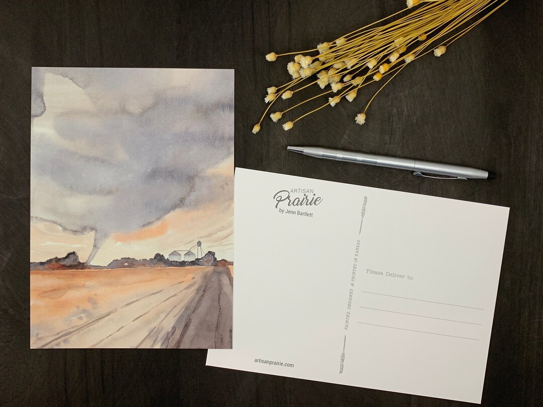 Plains Whirlwind Postcard | Prairie Art, Kansas, Prairie Fields, Flint ...