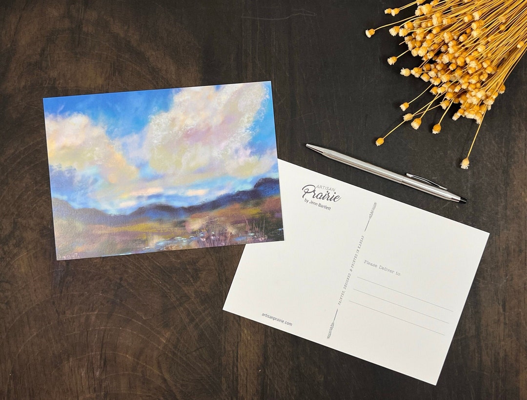 Beautiful Sky Postcard | Prairie Art, Kansas, Prairie Fields, Flint ...