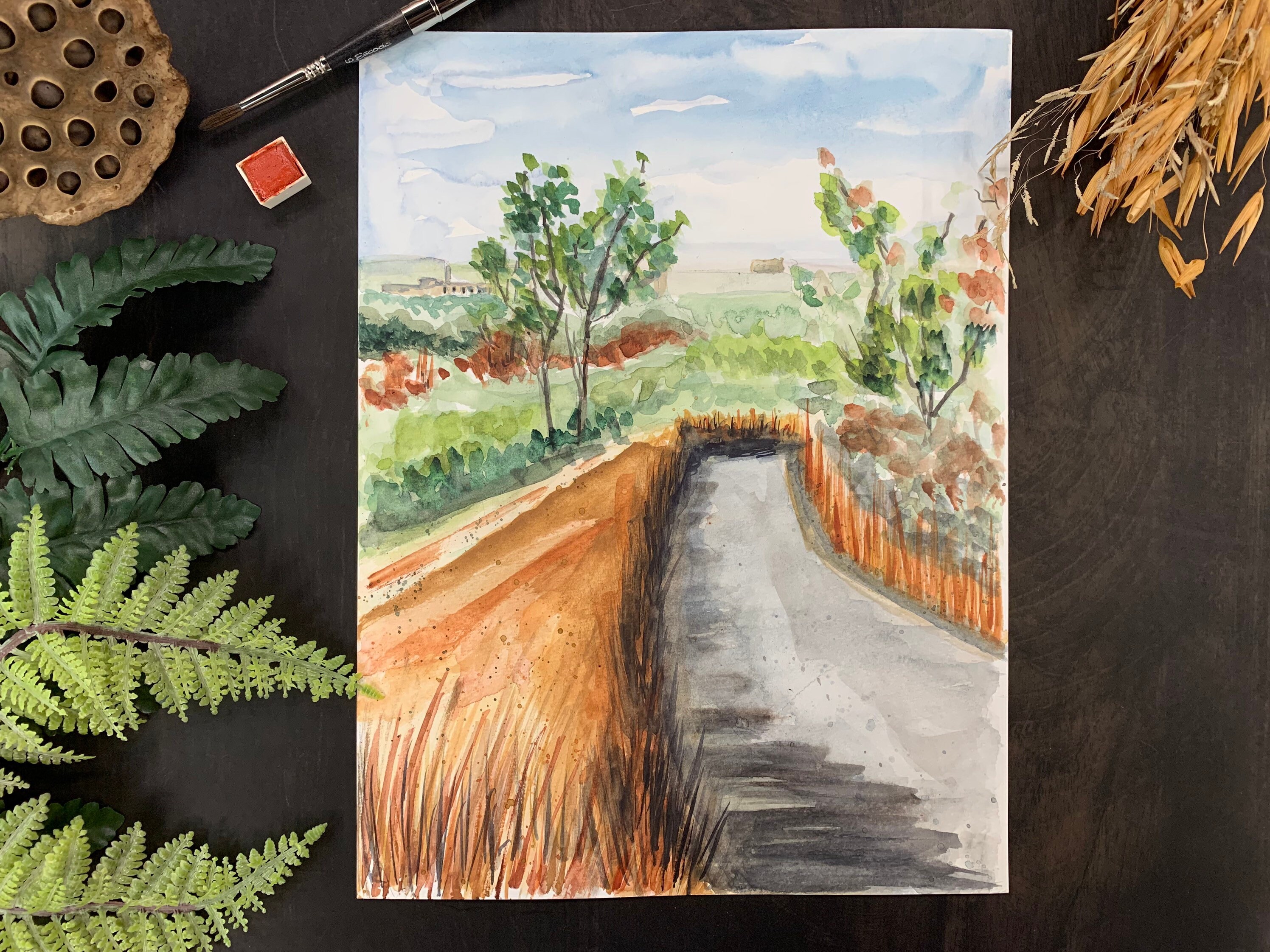 Prairie Walk Original Watercolor Wall Art, Bookcase Art, Shelf Art ...