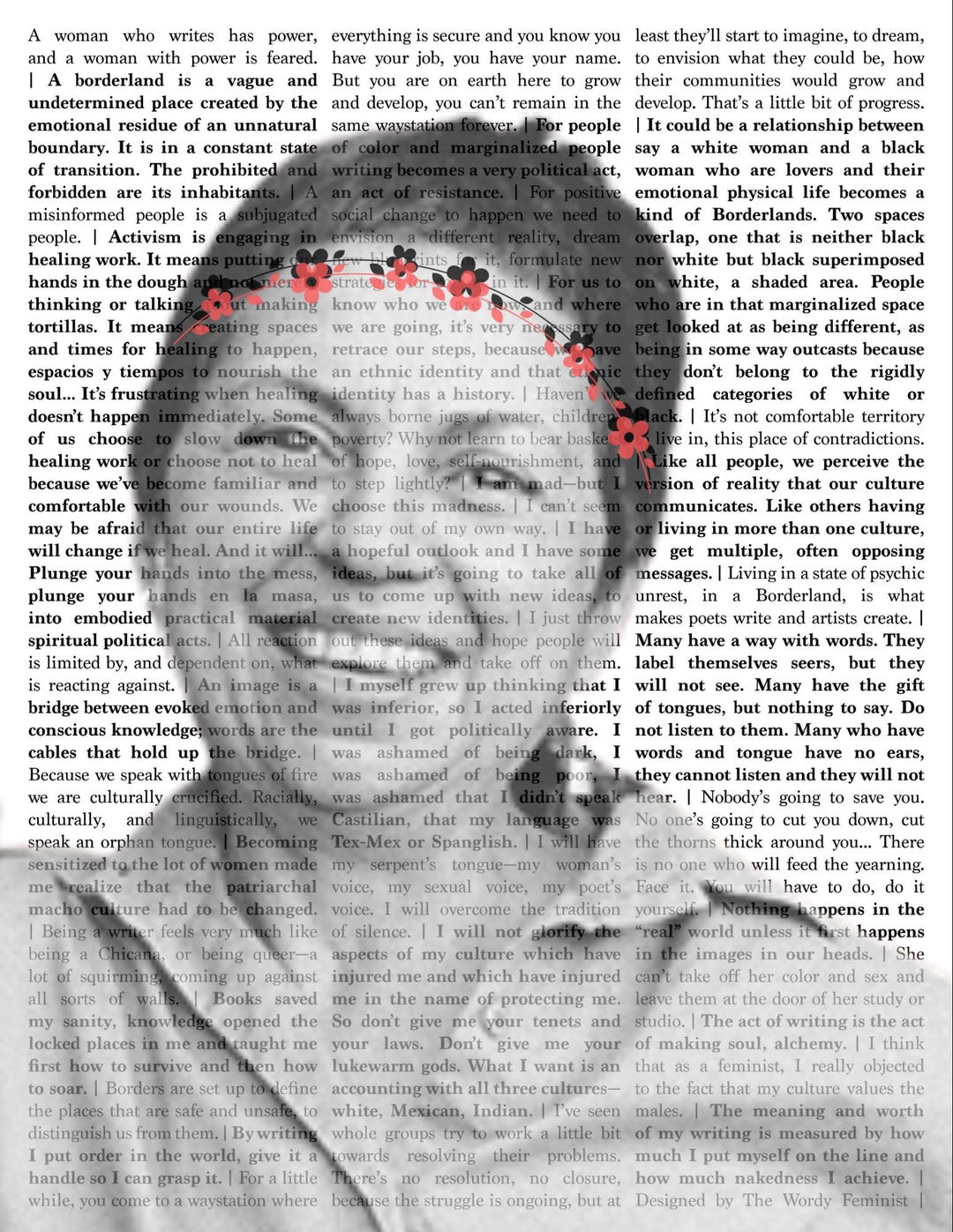 Gloria Anzaldua Flower Crown Quote Print - Etsy