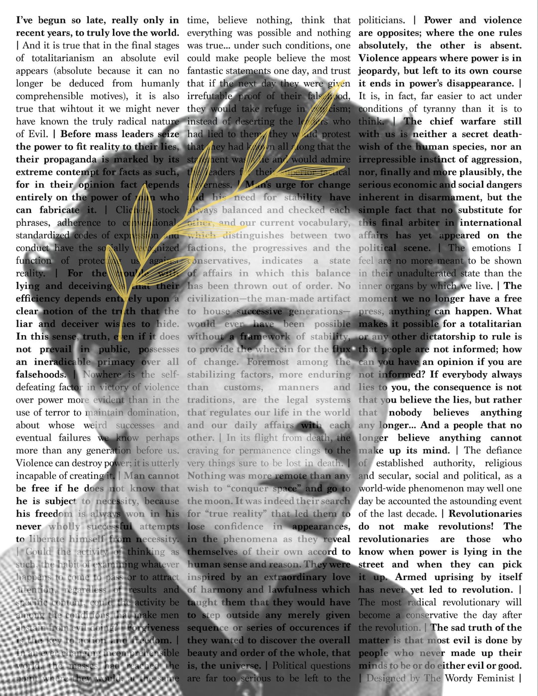 Hannah Arendt Flower Crown Quote Print - Etsy
