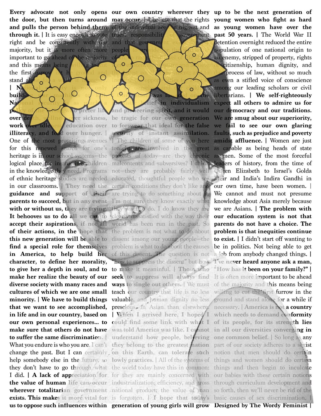 Patsy Mink Flower Crown Quote Print - Etsy