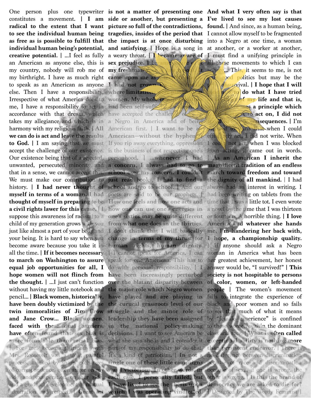 Pauli Murray Flower Crown Quote Print - Etsy