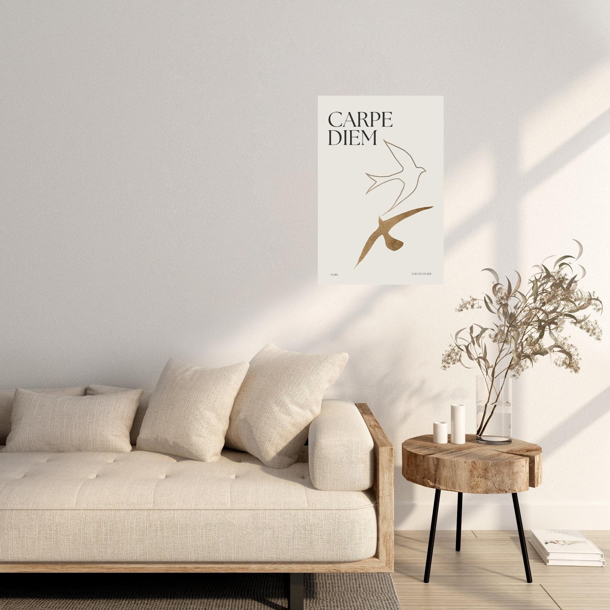DIGITAL DOWNLOAD Carpe Diem Poster Print Bird Natural Neutral Artwork ...