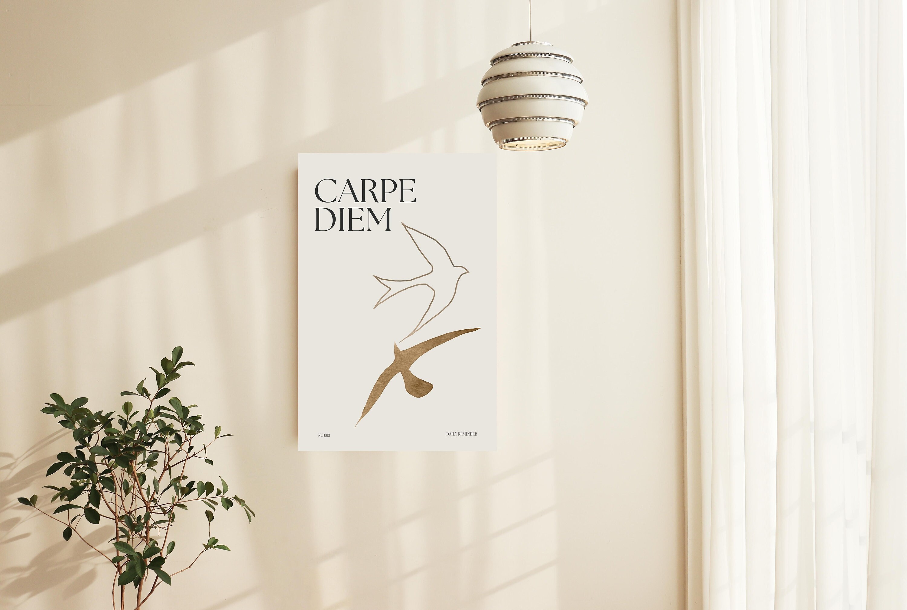 DIGITAL DOWNLOAD Carpe Diem Poster Print Bird Natural Neutral Artwork ...