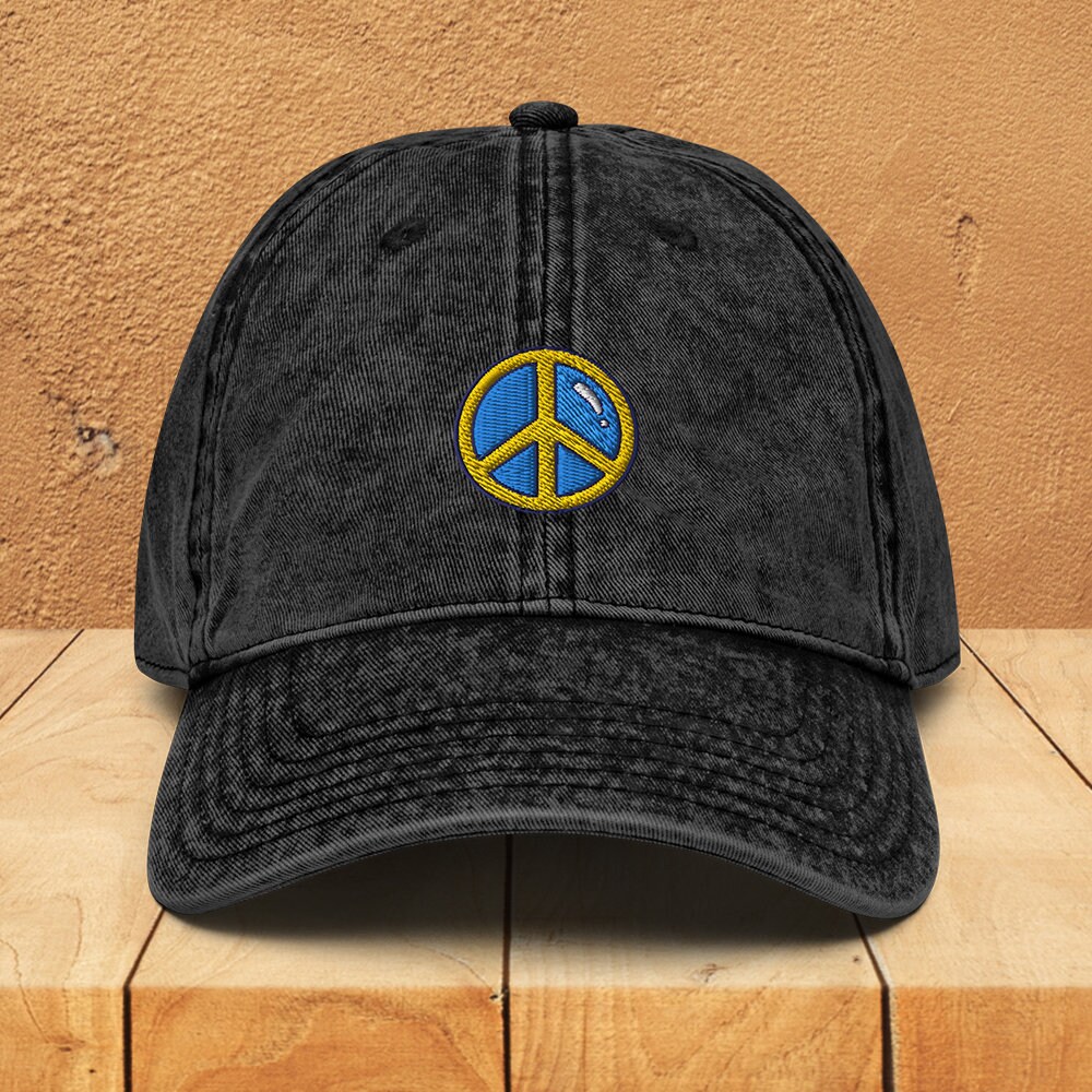 Peace Sign Vintage Cotton Twill Cap, Embroidered Hat, Love, Retro ...