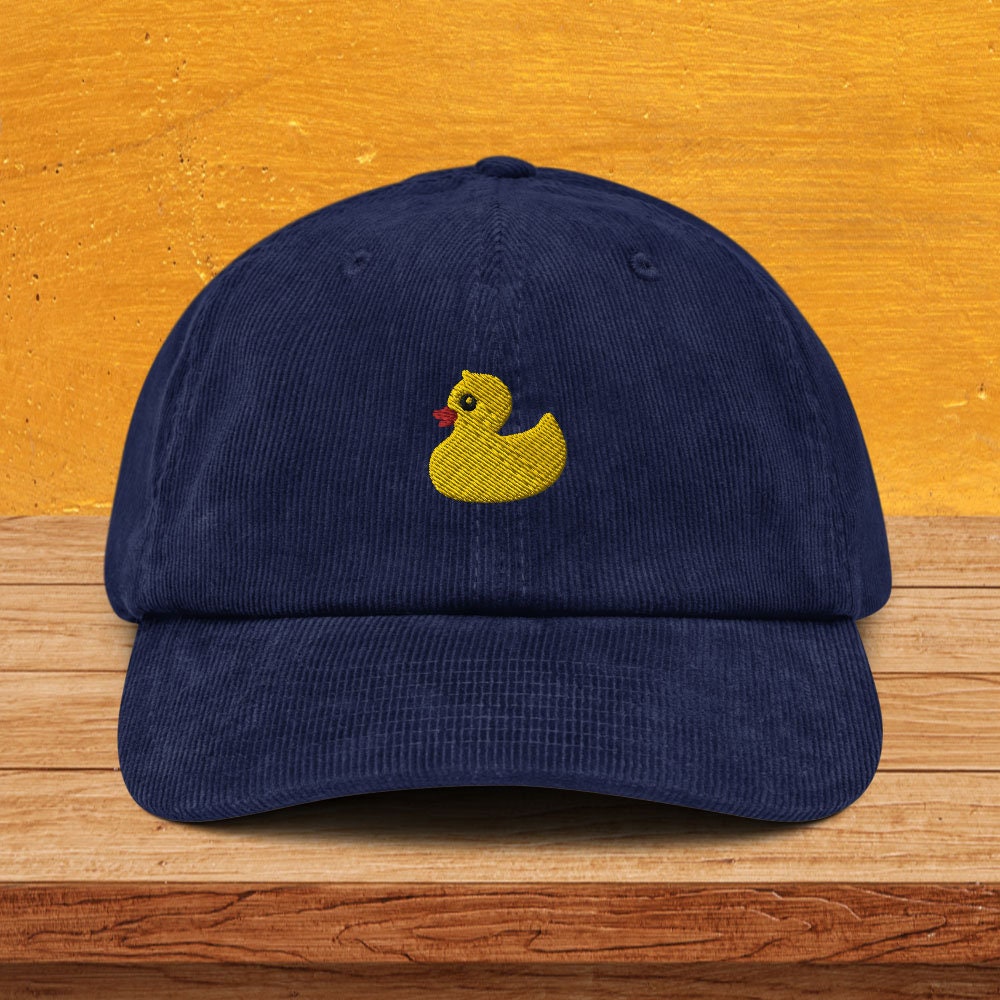 Rubber Duck Corduroy Hat, Cute Ducky Embroidery Baseball Cap, Funny ...