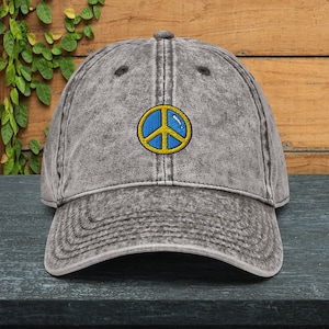 Peace Sign Vintage Cotton Twill Cap, Embroidered Hat, Love, Retro ...