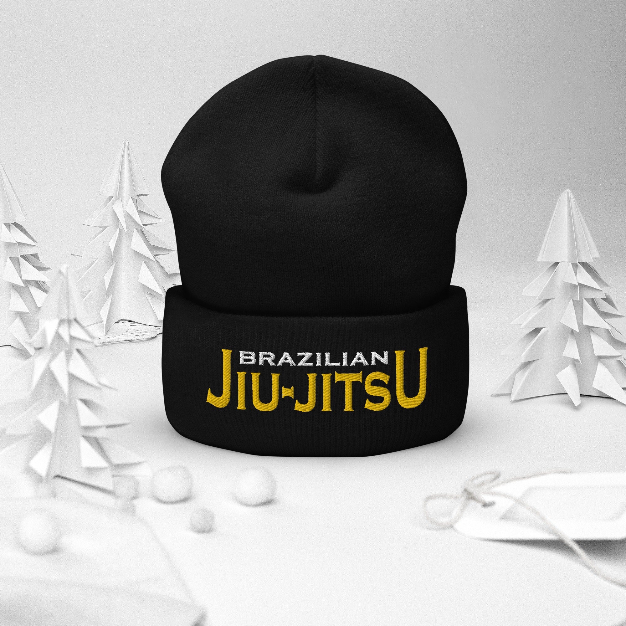 BJJ Cuffed Beanie, Brazilian Jiu Jitsu Embroidered Hat, Jujitsu Workout ...