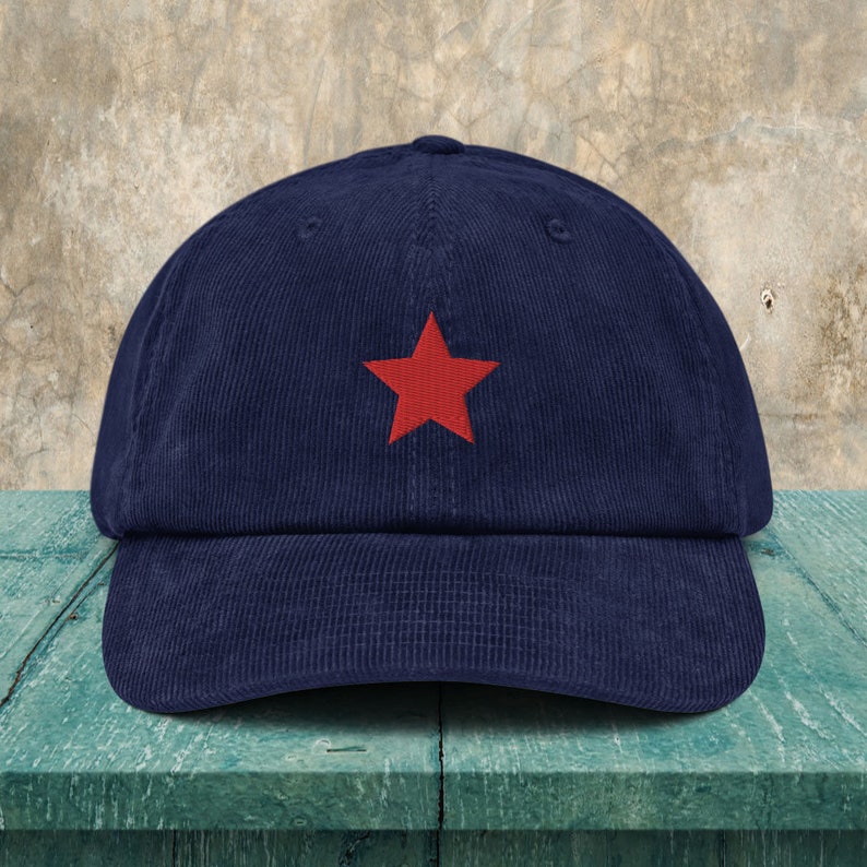 Red Star Corduroy Hat, Red Star Embroidered Dad Cap, Military Style ...