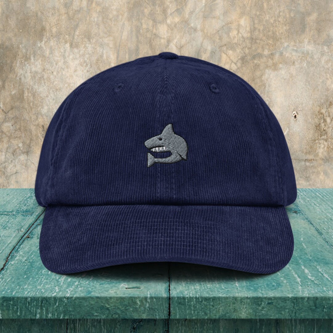 Shark Corduroy Hat, Shark Embroidery Dad Hat, Shark Lover Gift, Cute ...
