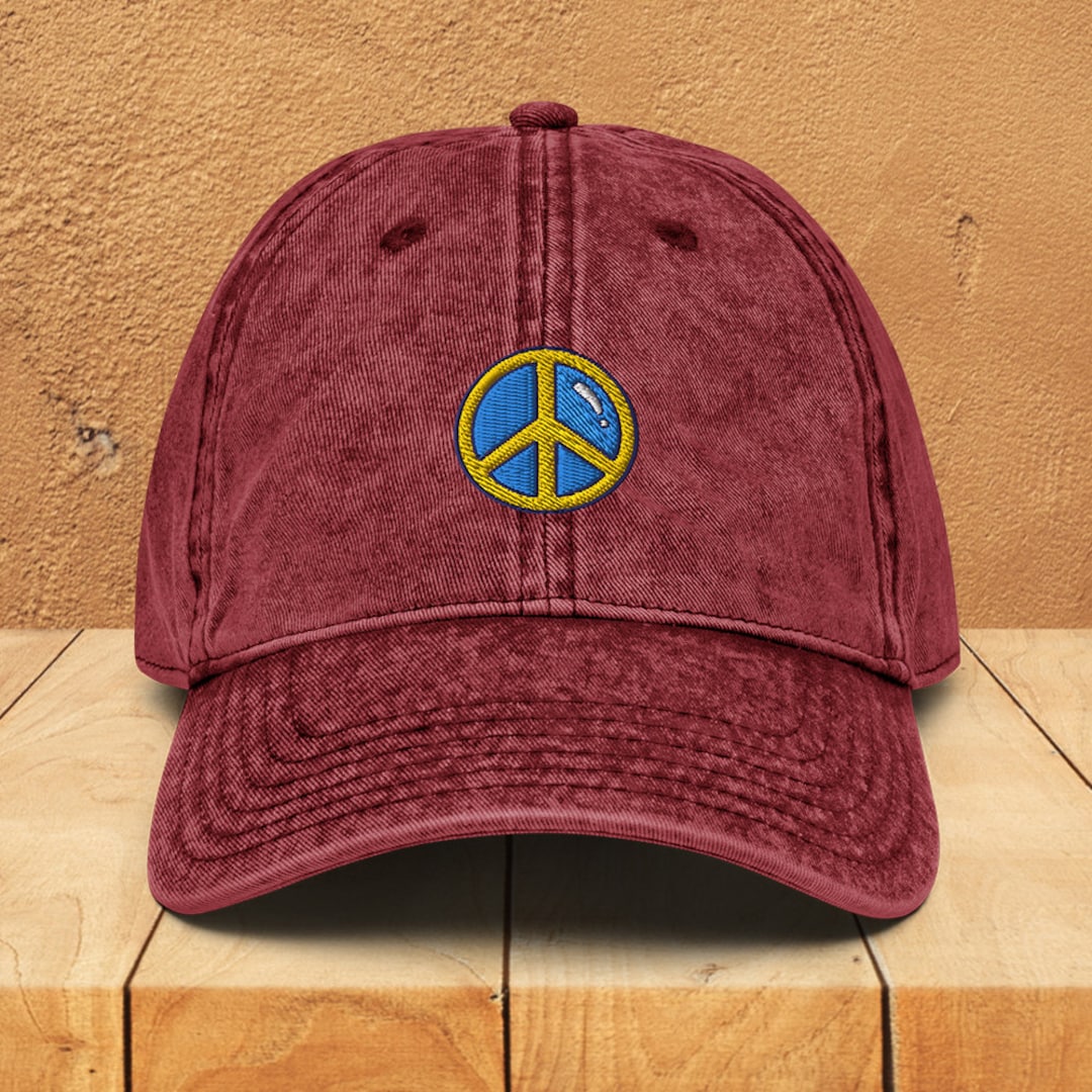 Peace Sign Vintage Cotton Twill Cap, Embroidered Hat, Love, Retro ...
