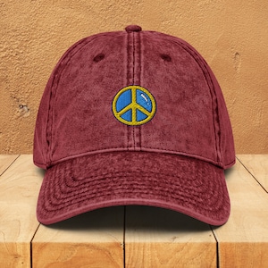 Peace Sign Vintage Cotton Twill Cap, Embroidered Hat, Love, Retro ...