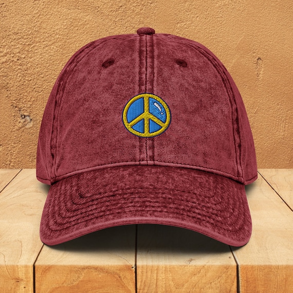 Peace Sign Vintage Cotton Twill Cap Embroidered Hat Love - Etsy