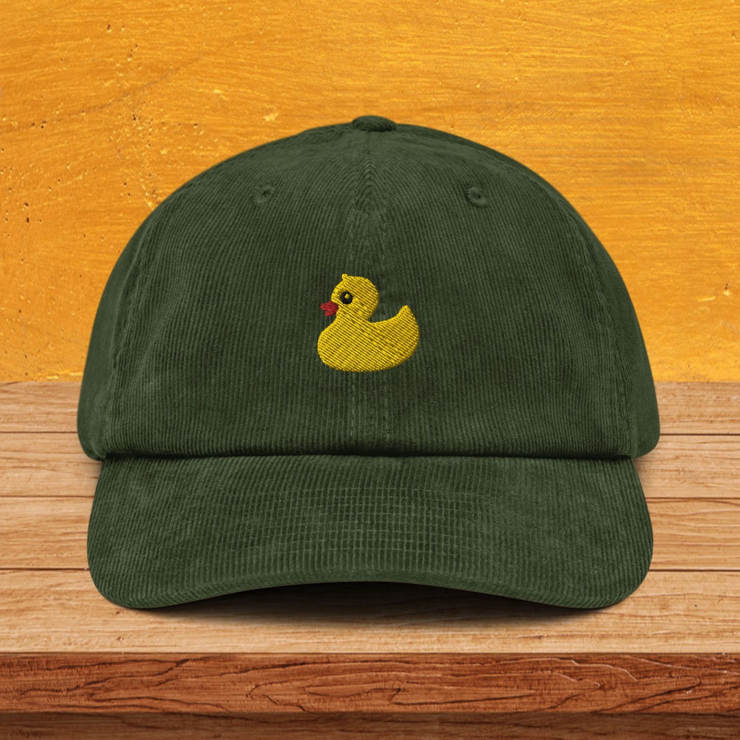 Rubber Duck Corduroy Hat, Cute Ducky Embroidery Baseball Cap, Funny ...