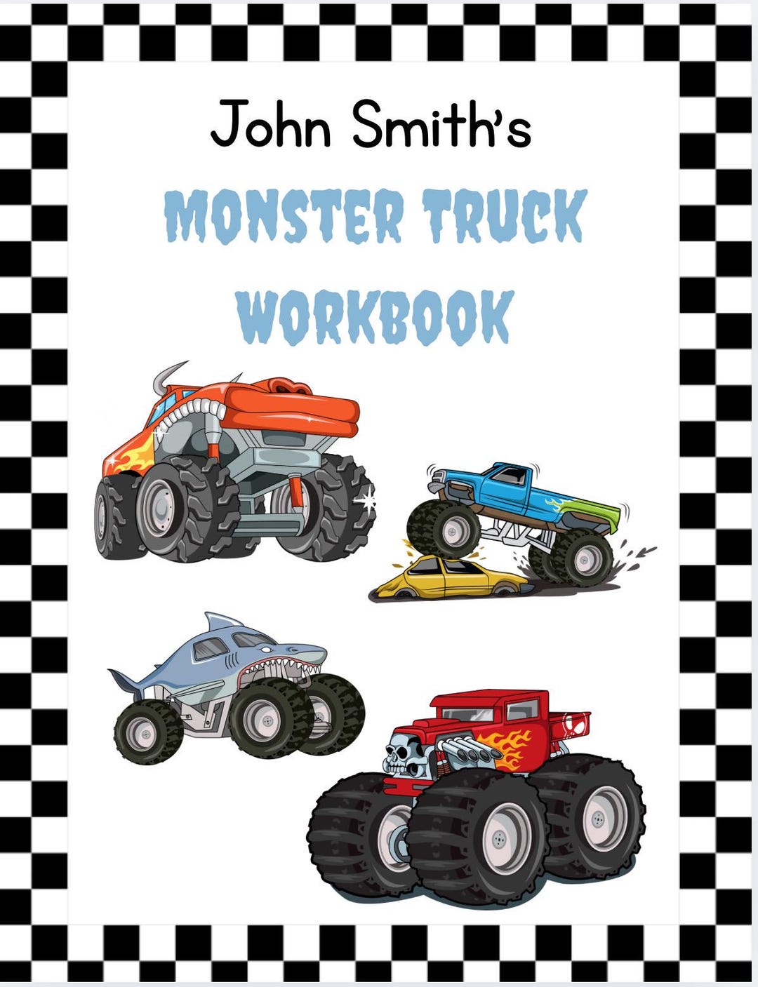 Monster Truck Kindergarten Workbook – Personalized 18 Page Printable - Etsy