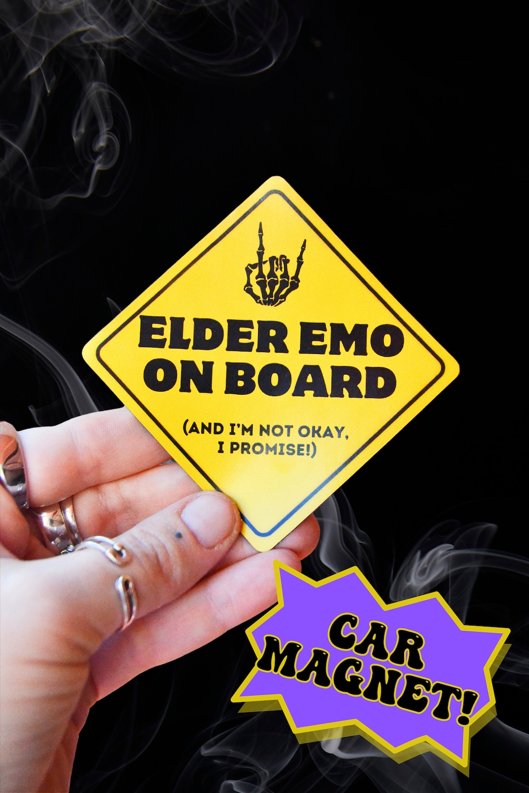 Elder Emo on Board Funny Parody Emo Scene Kid 00s Music Bumper Sticker ...