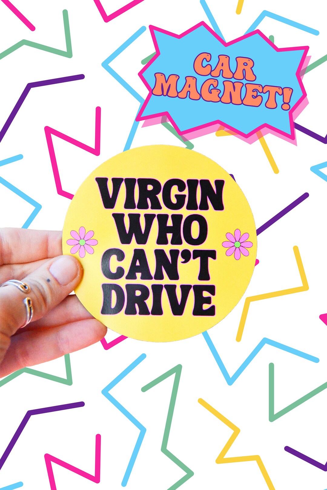 Virgin Who Can't Drive Clueless 90s Funny Parody Bumper Sticker Car ...