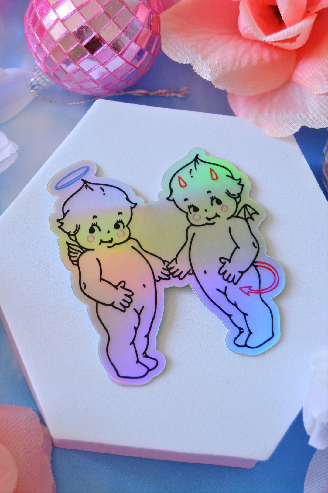 Holographic Angel Devil Kewpie Doll Vinyl Stanley Cup Hydroflask ...