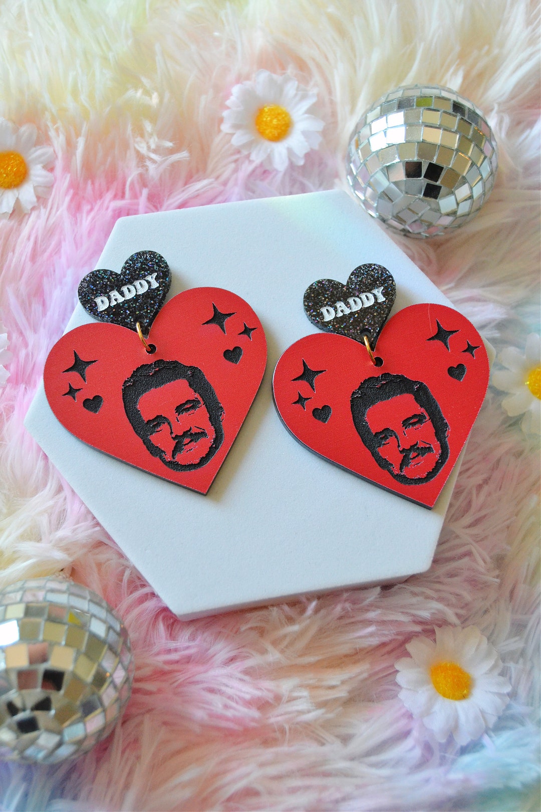 Acrylic Pedro Pascal Daddy Pedrito Fan Cool Slutty Dad Heart Statement Earrings Etsy
