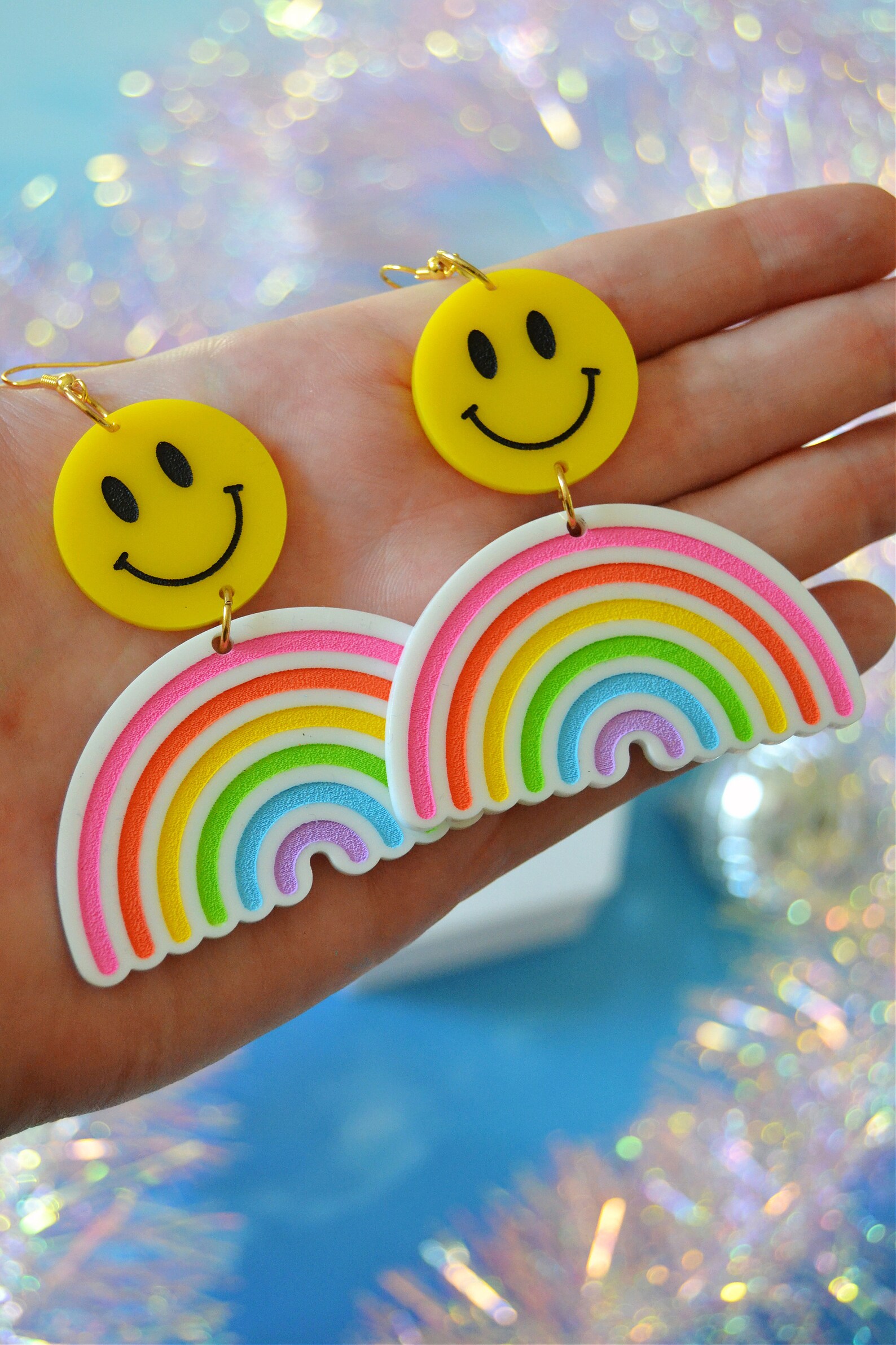 Acrylic Happy Smiley Face Pastel Rainbow Retro 60s 70s Kawaii - Etsy