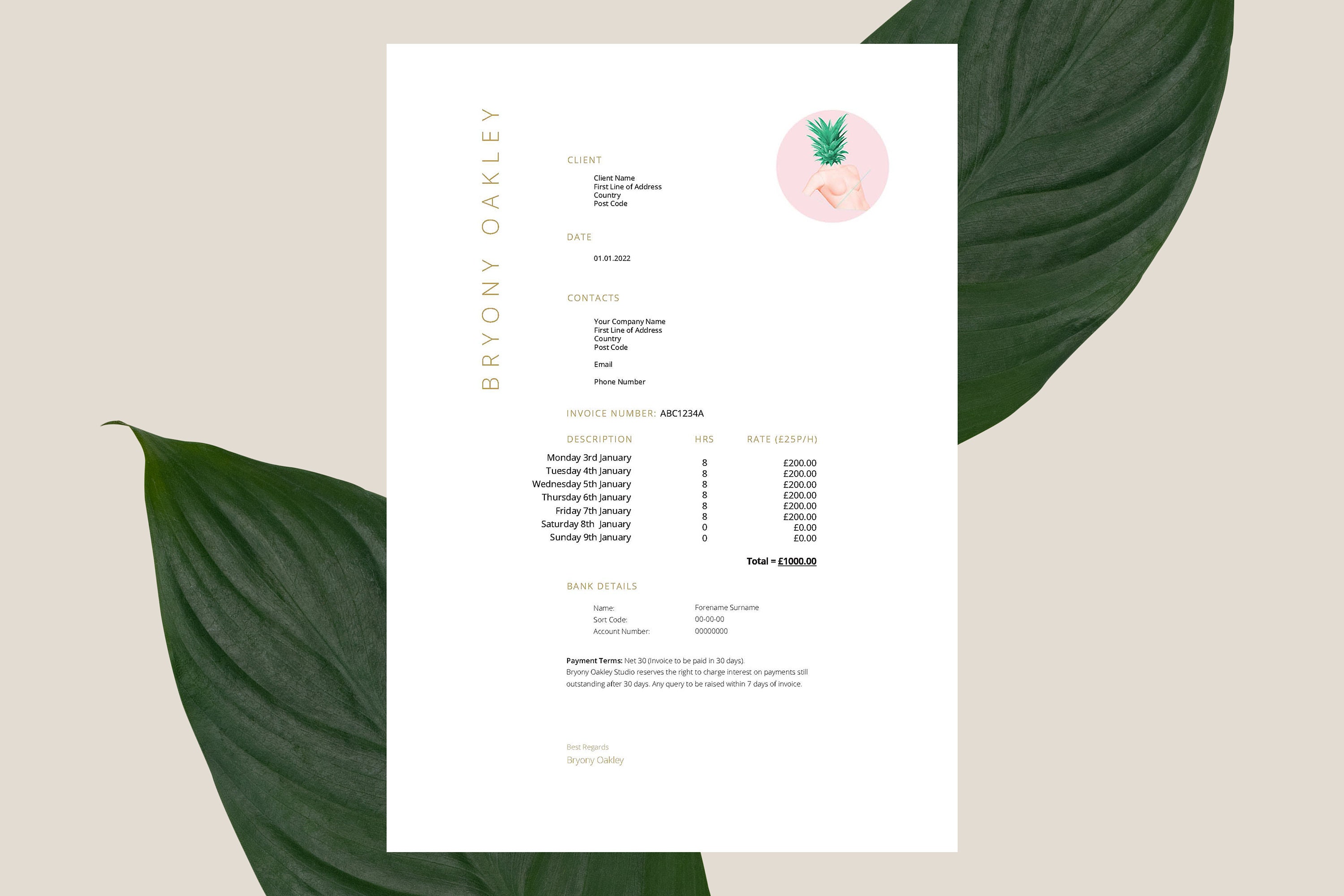 Minimalist Invoice Template Design for Canva - Etsy