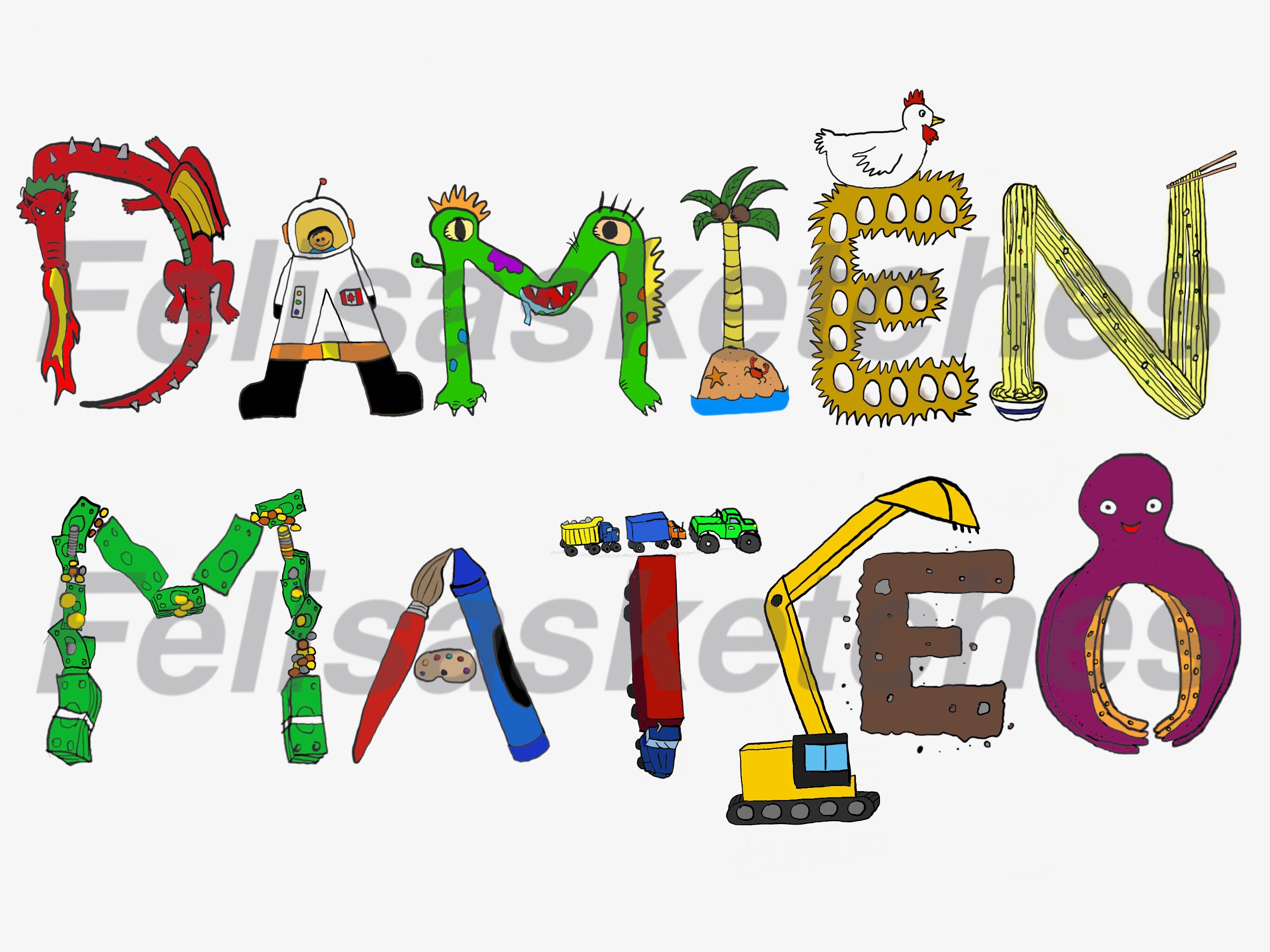 Hand Drawn Digital Name Art - Etsy